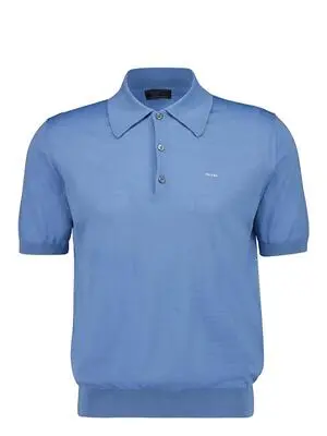 PRADA Superfine Wool Blue Polo Shirt
