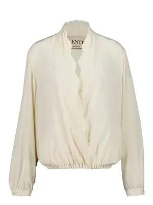 Valentino Garavani Silk Long-sleeve Top - Cream