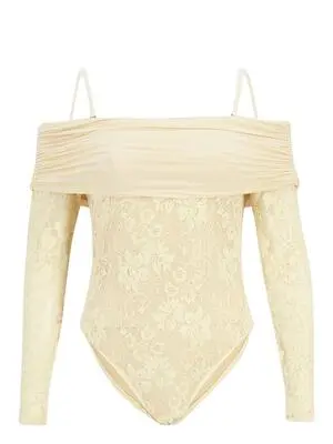 Zimmermann Rebellion Draped Lace Bodysuit - Cream