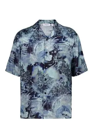 Off-White Printed Viscose Bowling Shirt - Blue