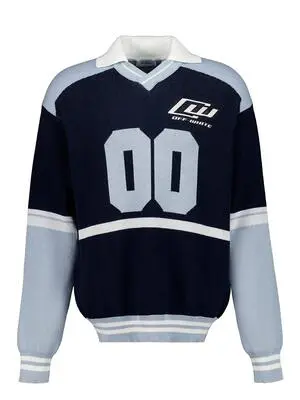 Off-White Navy And Light Blue Sporty Knit Polo Blue