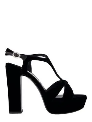 JIMMY CHOO Kesia 120 Velvet Platform Sandals - Black