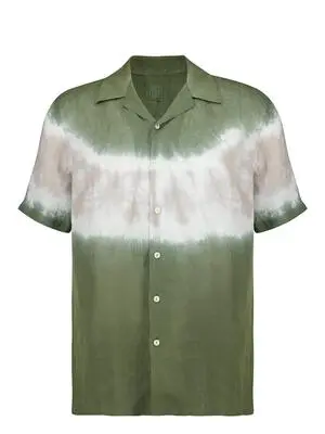 120% Lino Military Tie-dye Linen Shirt - Green