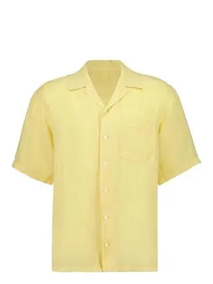 120% Lino Zafferano Linen Short-sleeved Shirt - Yellow