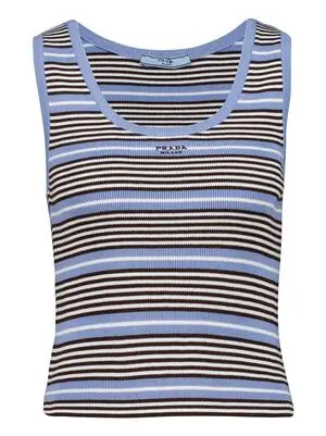 Prada Striped Cotton Knit Tank Top - Multicolour