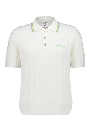 Casablanca Tennis Bouclé Cotton Polo Shirt - White