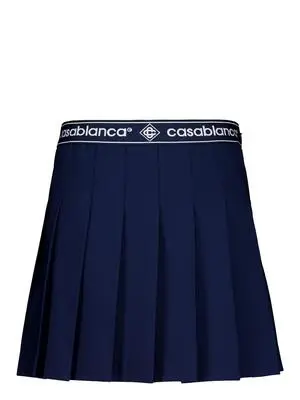 Casablanca Pleated Tennis Skirt With Logo Waistband - Blue