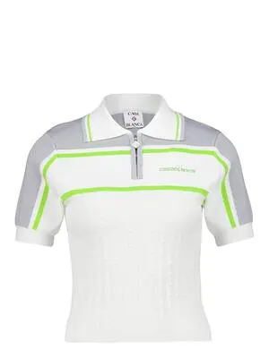 Casablanca Tennis Club Polo Shirt With Neon Trim - White