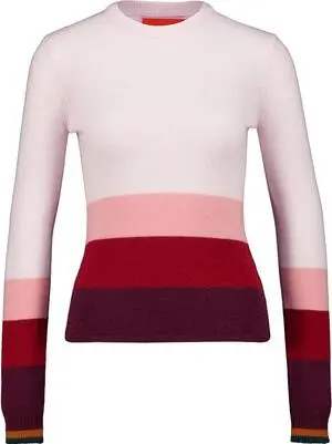 La DoubleJ Striped Cashmere Crewneck Jumper - Pink
