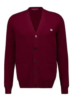 Gucci Wool Cashmere Cardigan With Embroidery - Burgundy