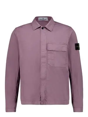 Stone Island Grey Stretch Organic Cotton Twill Overshirt - Purple