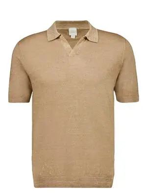 120% Lino Sand Linen Polo Shirt - Beige
