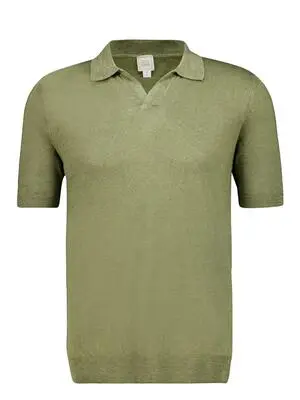 120% Lino Military Linen Polo Shirt - Green
