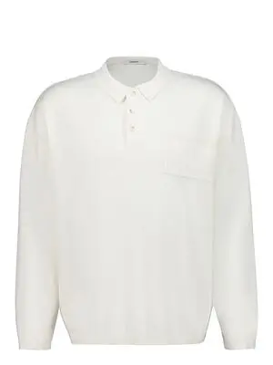 Commas Long Sleeve Boxy Knit Cotton Polo - Cream