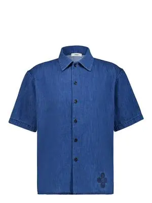 Commas Denim Shirt Woven Stripe Boxy - Blue