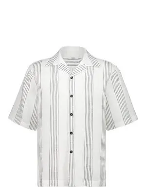 Commas Camp Collar Striped Cotton Shirt - White