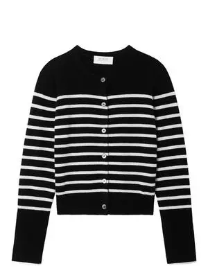 LA LIGNE Striped Cashmere Cardigan - Black