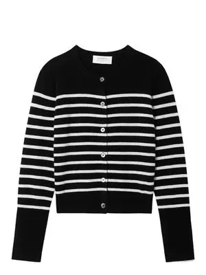 LA LIGNE Striped Cashmere Cardigan - Black