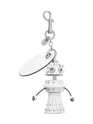ANYA HINDMARCH Bride Studded Silver-tone And Leather Bag Charm - Ivory