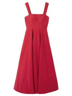 LA LIGNE Myrtle Shir Cotton-blend Poplin Midi Dress Red
