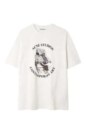Acne Studios Printed Distressed Organic Cotton-jersey T-shirt - Off-white