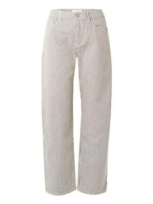 LA LIGNE Marilyn Pinstriped High-rise Straight-leg Jeans - Neutrals