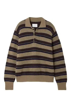 SSSTEIN Striped Brushed Knitted Polo Sweater