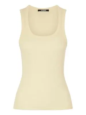Jacquemus Ribbed Cotton-jersey Tank - Pastel Yellow