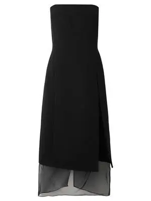 ESSE STUDIOS Portia Strapless Draped Crepe Midi Dress - Black