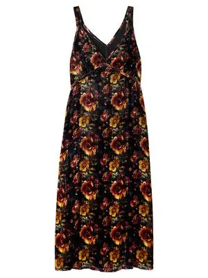 R13 Floral-print Velvet Midi Dress - Black