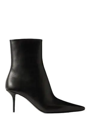 Saint Laurent Ashley Leather Ankle Boots - Black