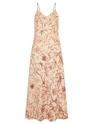 LORO PIANA Floral Silk-Jacquard Midi Dress