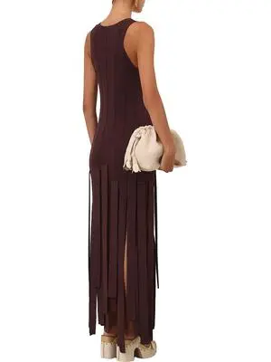 ZIMMERMANNWEAR Luna Fringe Midi Dress - Chocolate