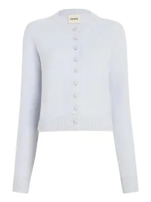 Khaite Everheart Cardigan With Suede Buttons - Ice Blue