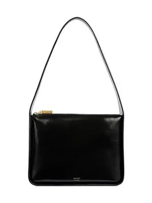 Khaite Lori Squared Bag In Crackle Patent Leather - Black
