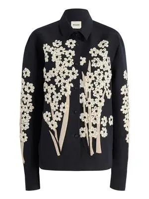 Khaite Argo Floral-embroidered Top - Black