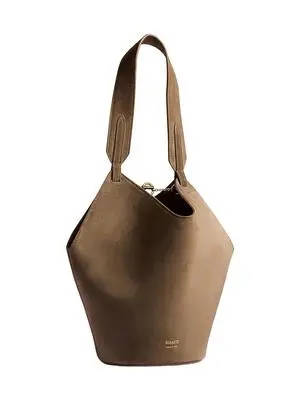 Khaite Mini Lotus Suede Tote Cedar