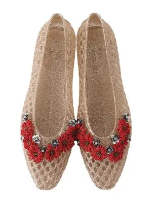 HEAVENLY JELLY Flora Embellished Jelly Shoes - Gold