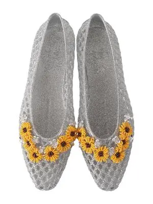 HEAVENLY JELLY Flora Embellished Jelly Shoes - Silver