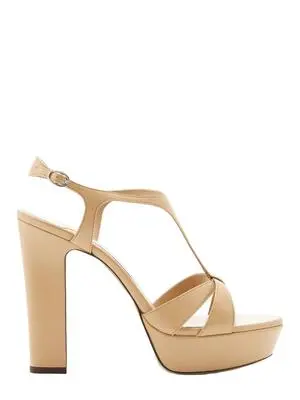 JIMMY CHOO Kesia Leather Platform Sandals - Neutral