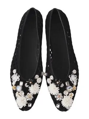 HEAVENLY JELLY Embellished Jelly Flats - Black