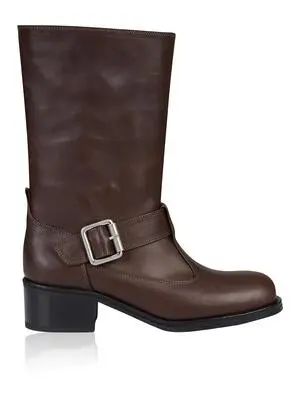 SALONDEJU One Buckle Midi Boots - Brown