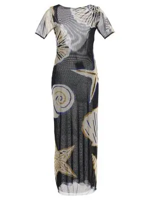 CALA DE LA CRUZ Ava Graphic Midi Dress - Black