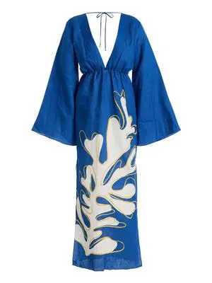 CALA DE LA CRUZ Odele Linen Kaftan - Blue