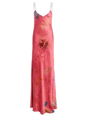Alejandra Alonso Rojas Satin Slip Gown - Pink