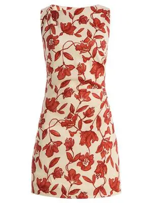 SIR. Chloe Linen-blend Mini Dress With Floral Print - Red