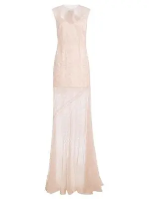 Alejandra Alonso Rojas Lace Overlay Maxi Gown - Pink