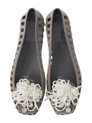 HEAVENLY JELLY Loom Embellished Jelly Shoes - Grey