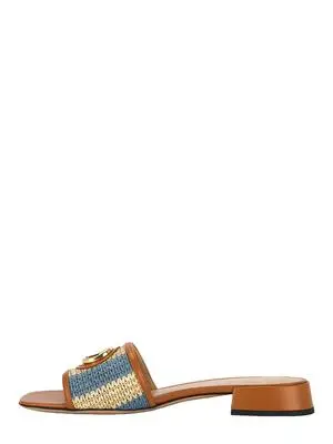 Valentino Garavani Vlogo Signature Slide - Naturale Azzurro & Roasted Pecan