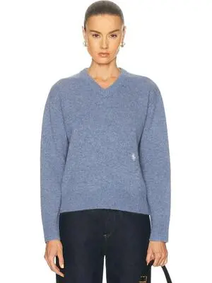 SPORTY & RICH Src Cashmere V-neck Sweater - Colony Blue